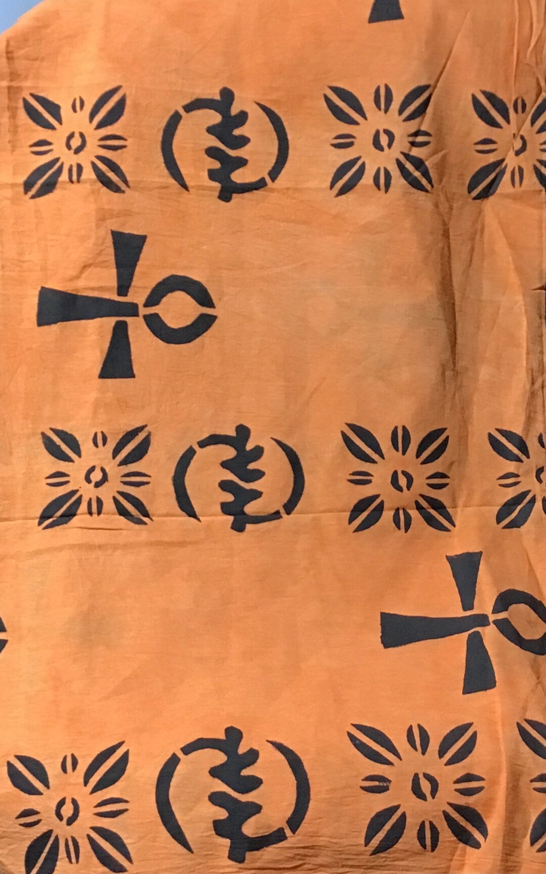 Mud Cloth PRINT African Fabric - (140) Orange, Ankh, Gye Nyame **[2 ...