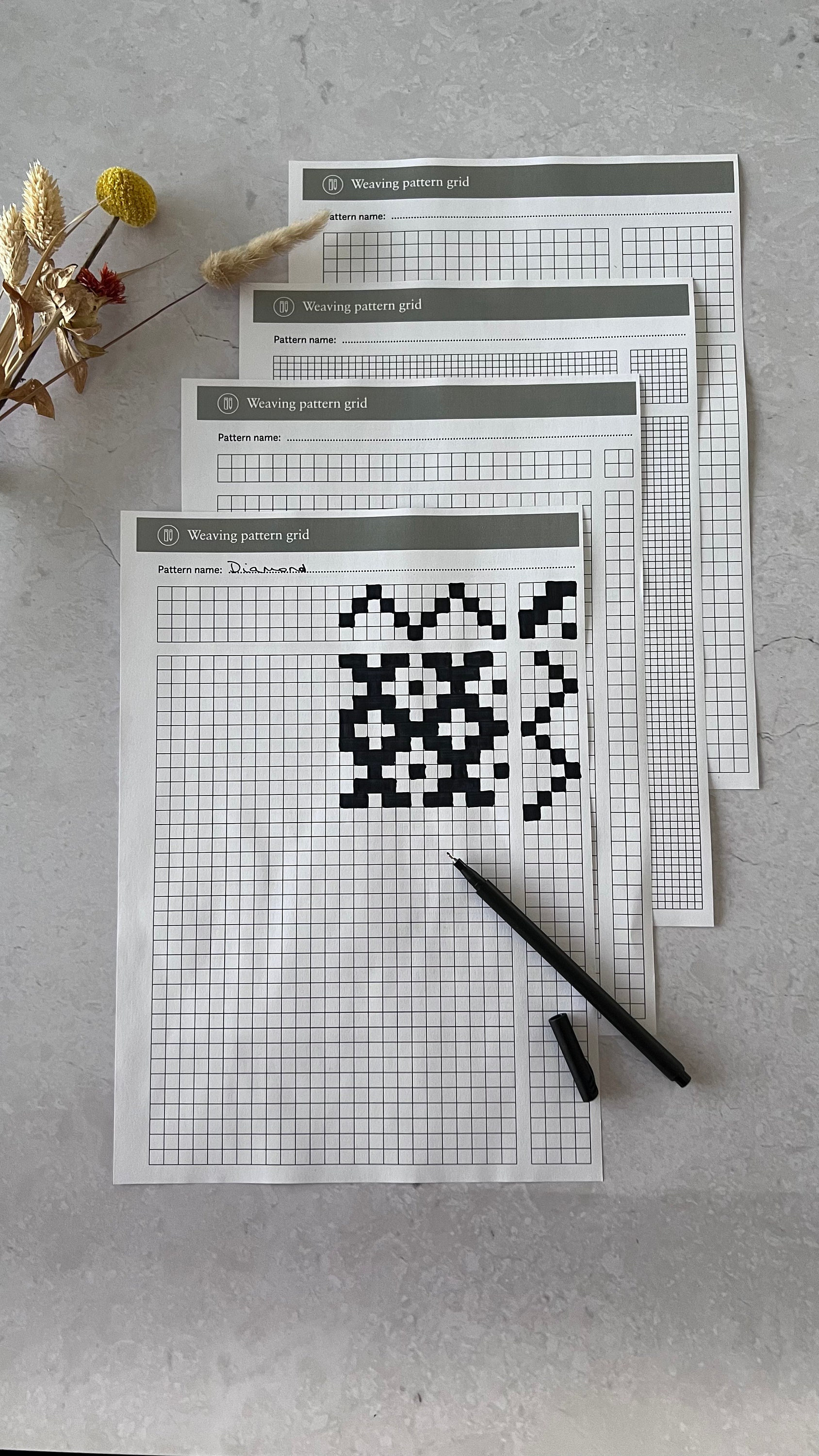 Weaving Pattern Grid | Graph Paper Bundle | Printable Pdf in A4 & Us ...