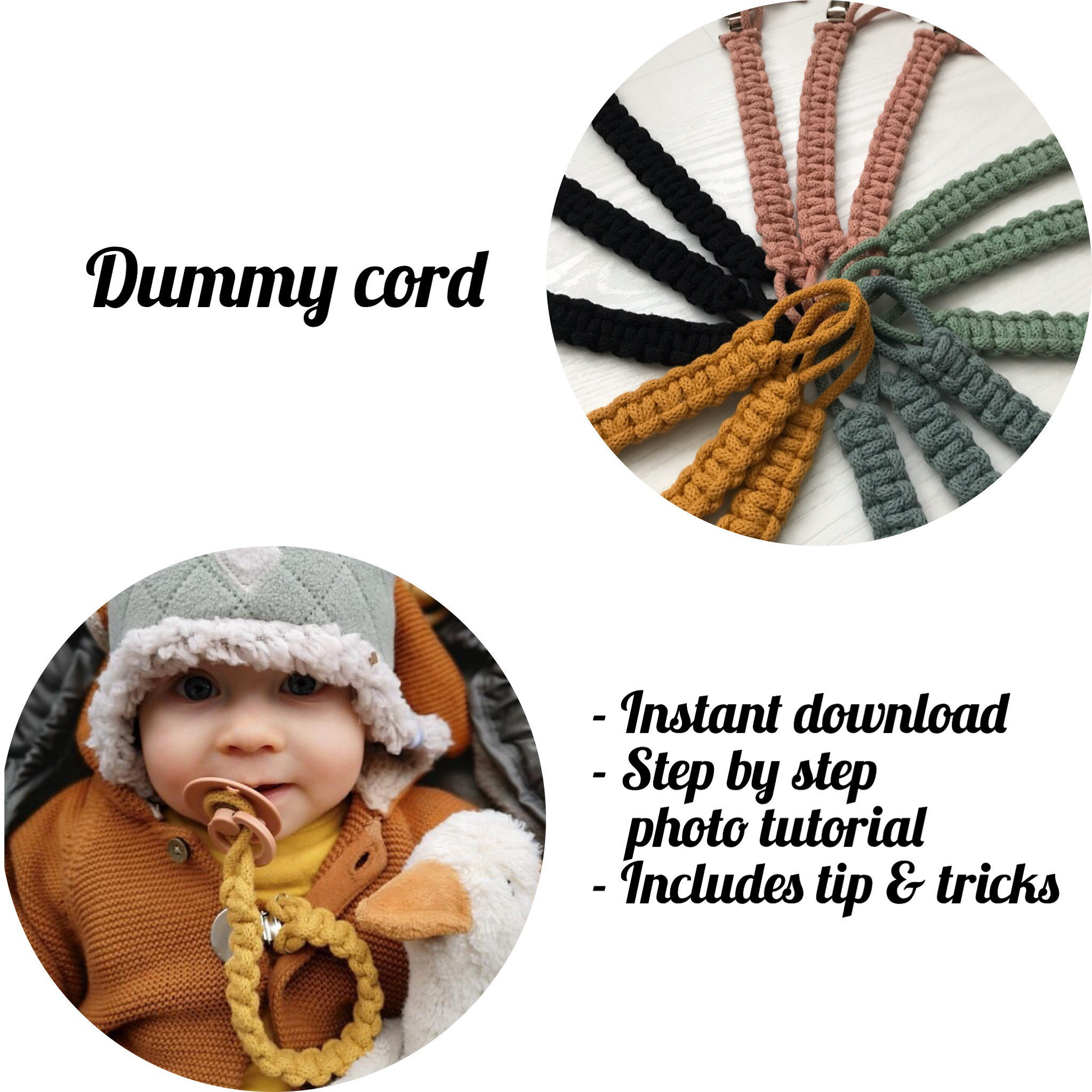 Macrame Tutorial Baby Pacifier Baby Dummy Clip Pdf Pattern Etsy