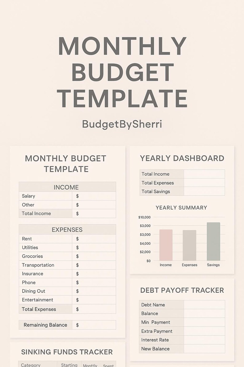 Monthly Budget Spreadsheet | Google Sheets & Excel Budget Template ...