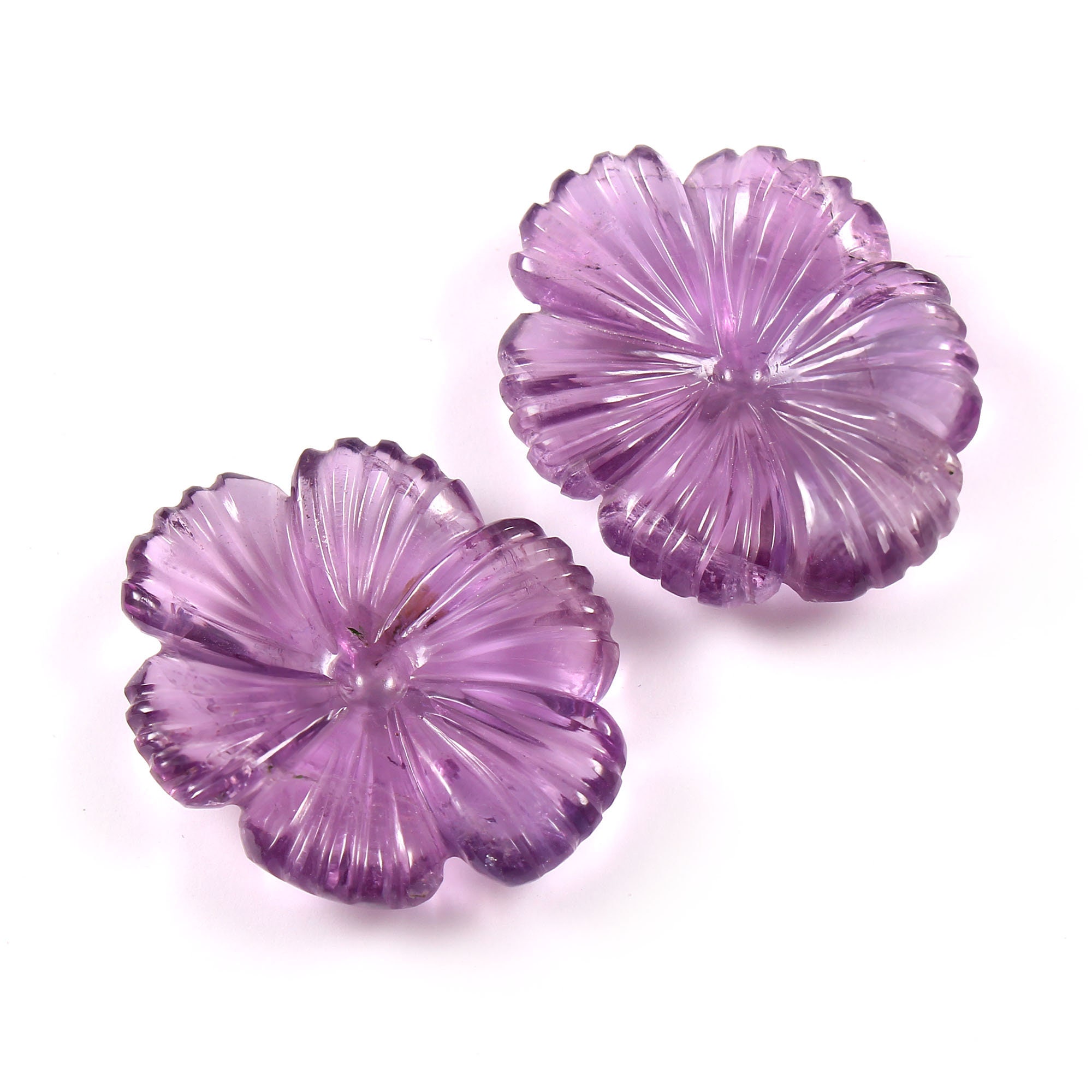 100% Natural Amethyst Carving Flower Gemstone Pair Beautiful - Etsy