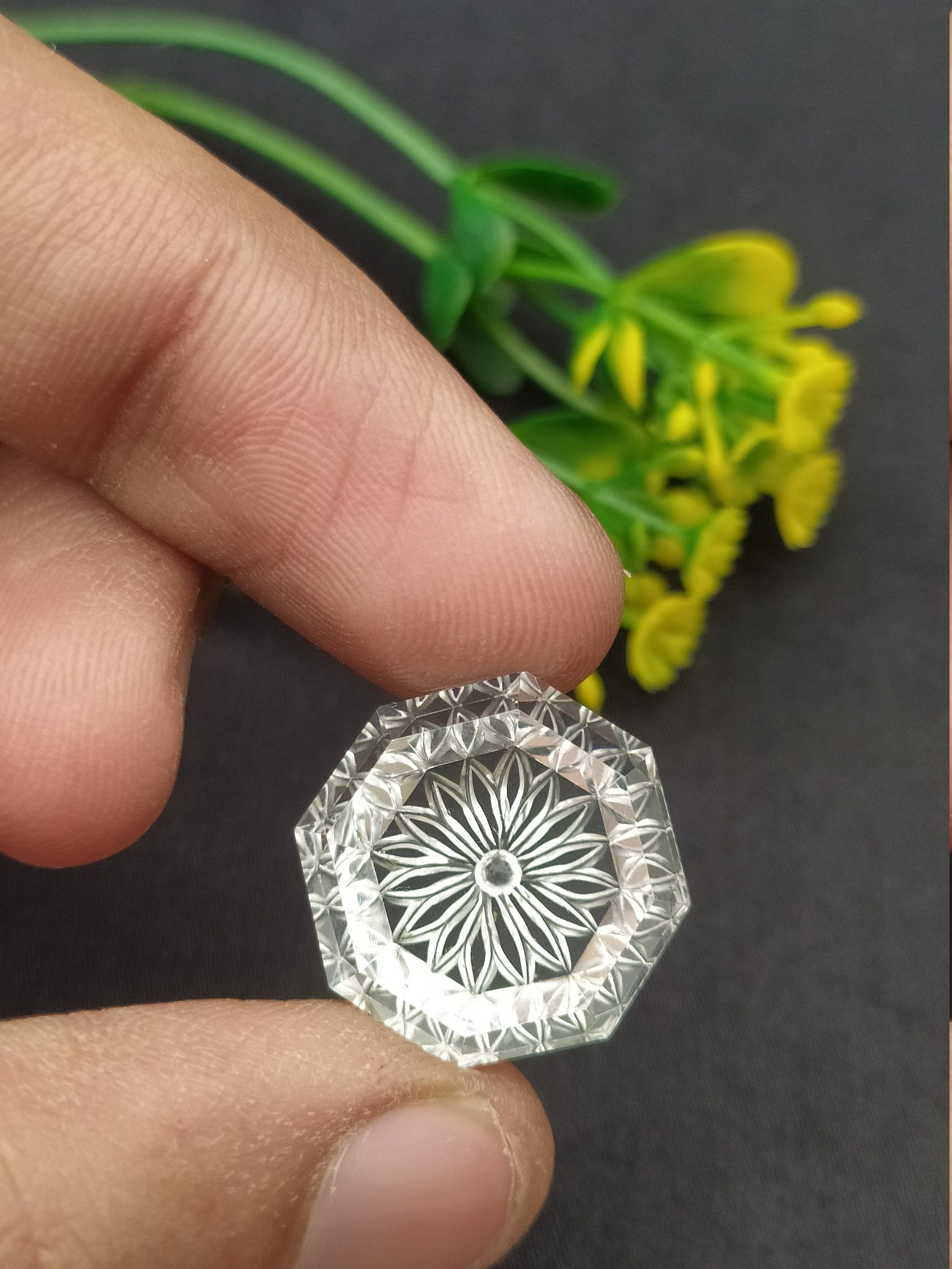 100% Natural Crystal Fantasy Cut Carving Gemstone Hexagon Cut | Etsy