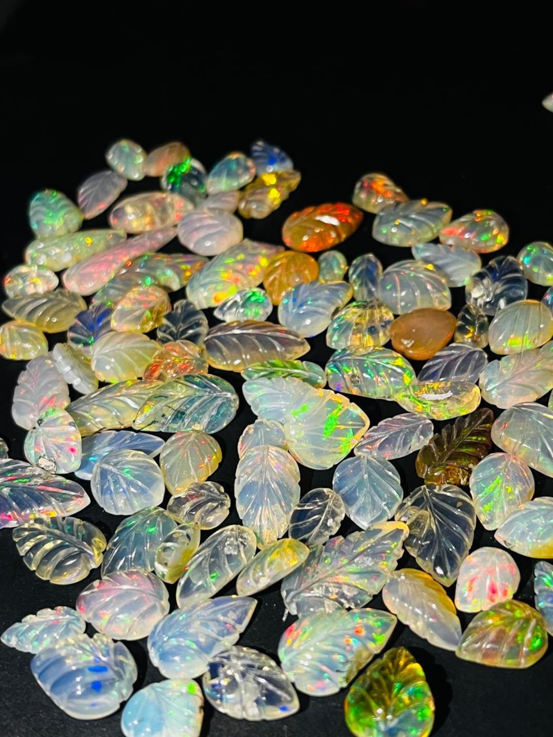 Natural Ethiopian Opal Leaf Shape Gemstone, Carved Fire Opal Leaves ...