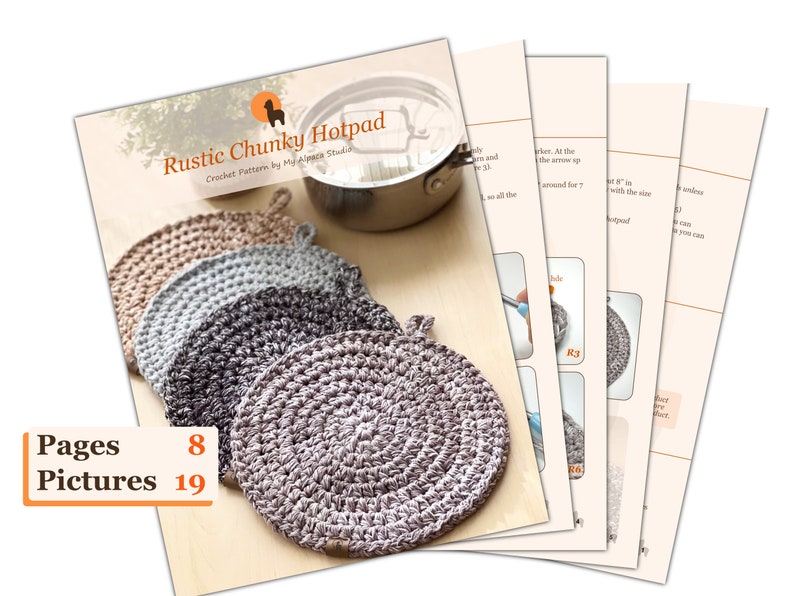 Crochet PATTERN: Chunky Rustic Trivet/ Hot Pad | Instant Download PDF ...