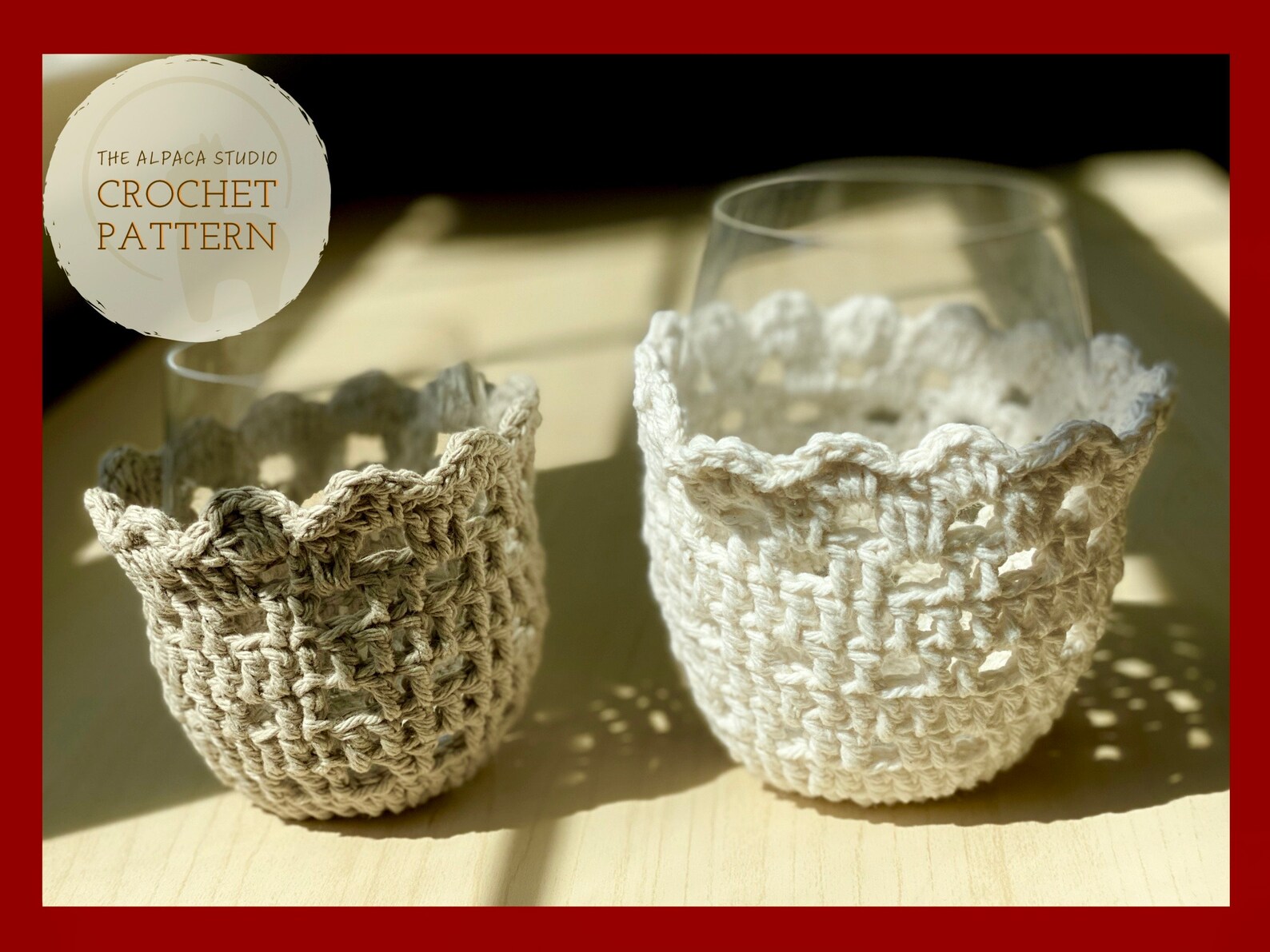 Crochet Wine Glass Cozy PATTERN PDF| Stemless,2 Sizes| Lace Wine Glass ...