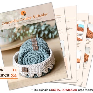 Crochet PATTERN: Coaster & Holder~ Concordia | 2 in 1 Pattern Bundle ...