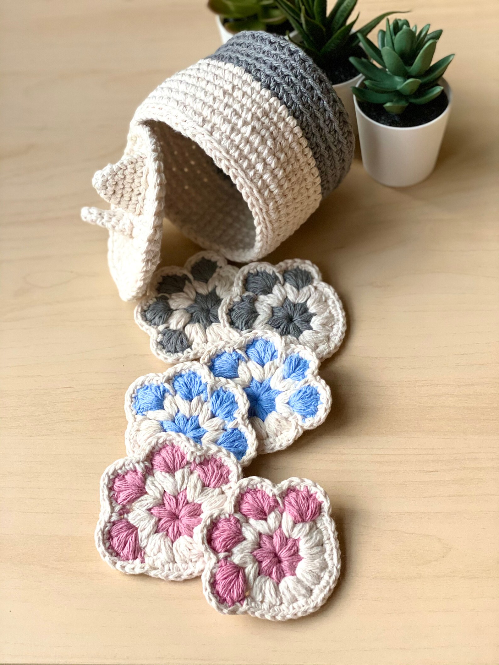 Crochet PATTERN: Cat Organizer Basket Set 2 Sizes & Designs Bathroom ...