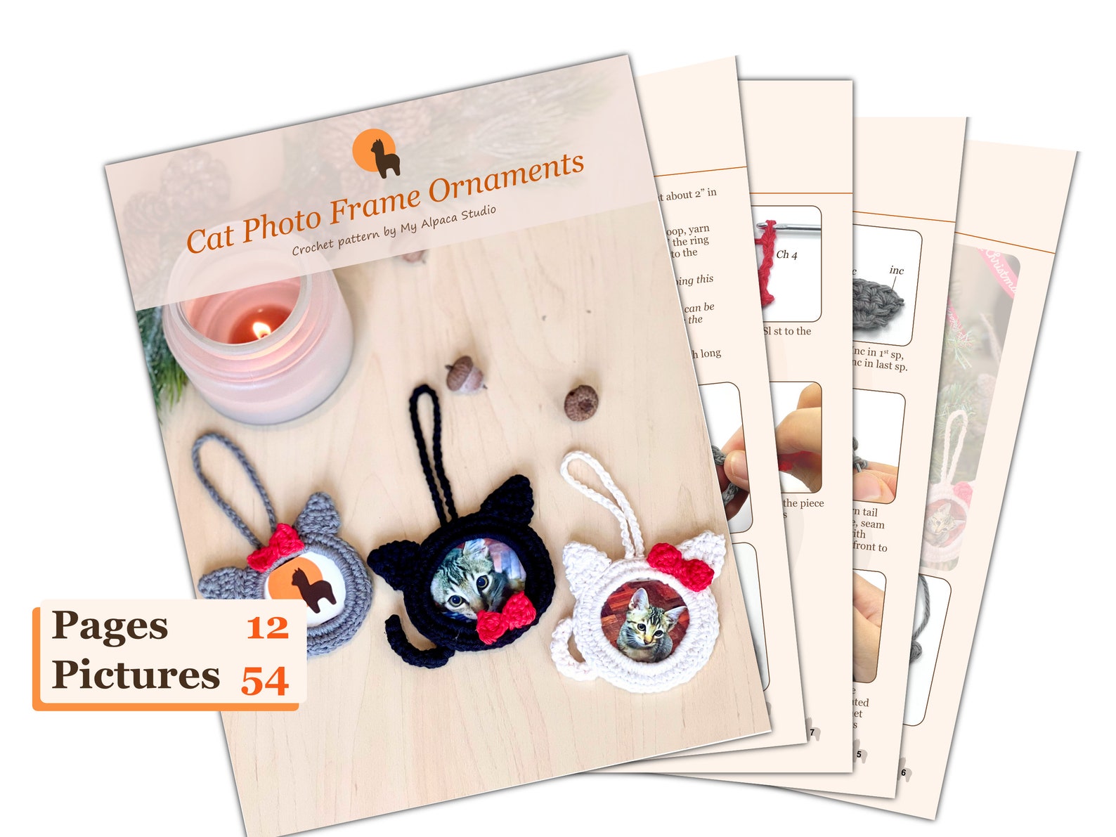 Crochet PATTERN: Cat Ornament & Photo Frame Holiday Home - Etsy