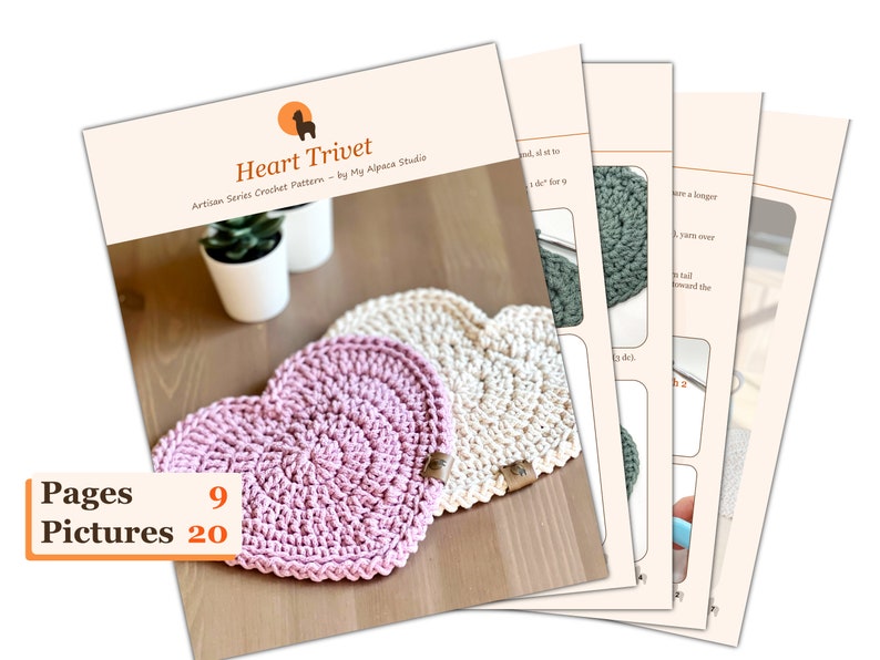 Crochet PATTERN: Heart Trivet | Instant Download PDF | Large Coaster ...