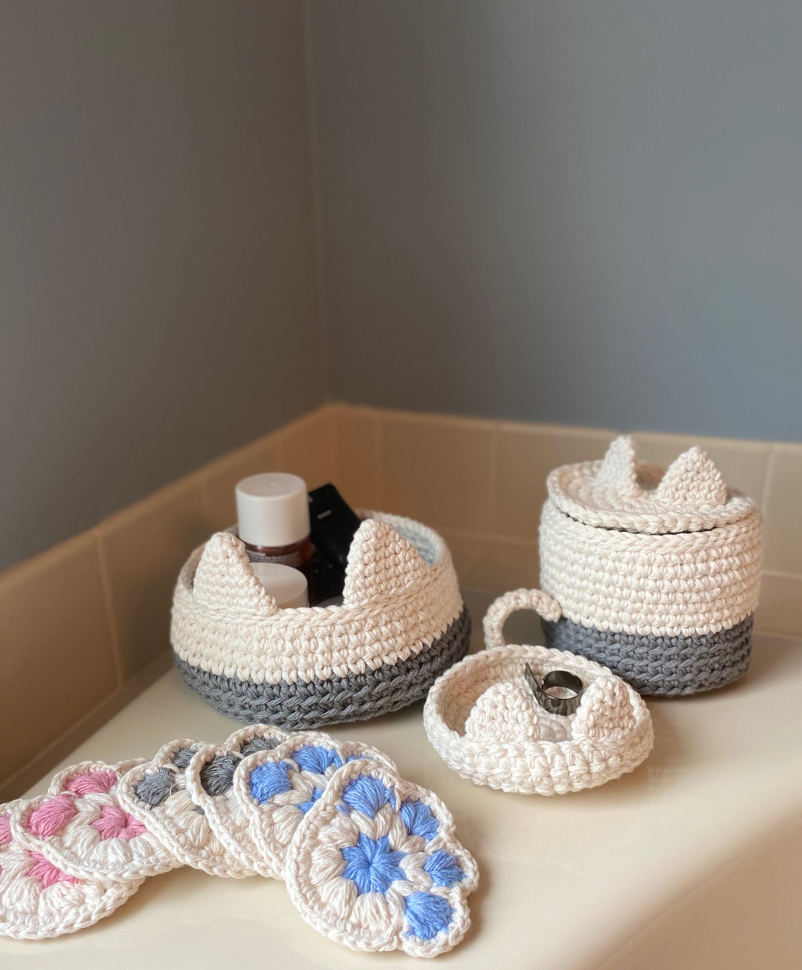 Crochet PATTERN: Cat Organizer Basket Set | 2 Sizes & Designs ...