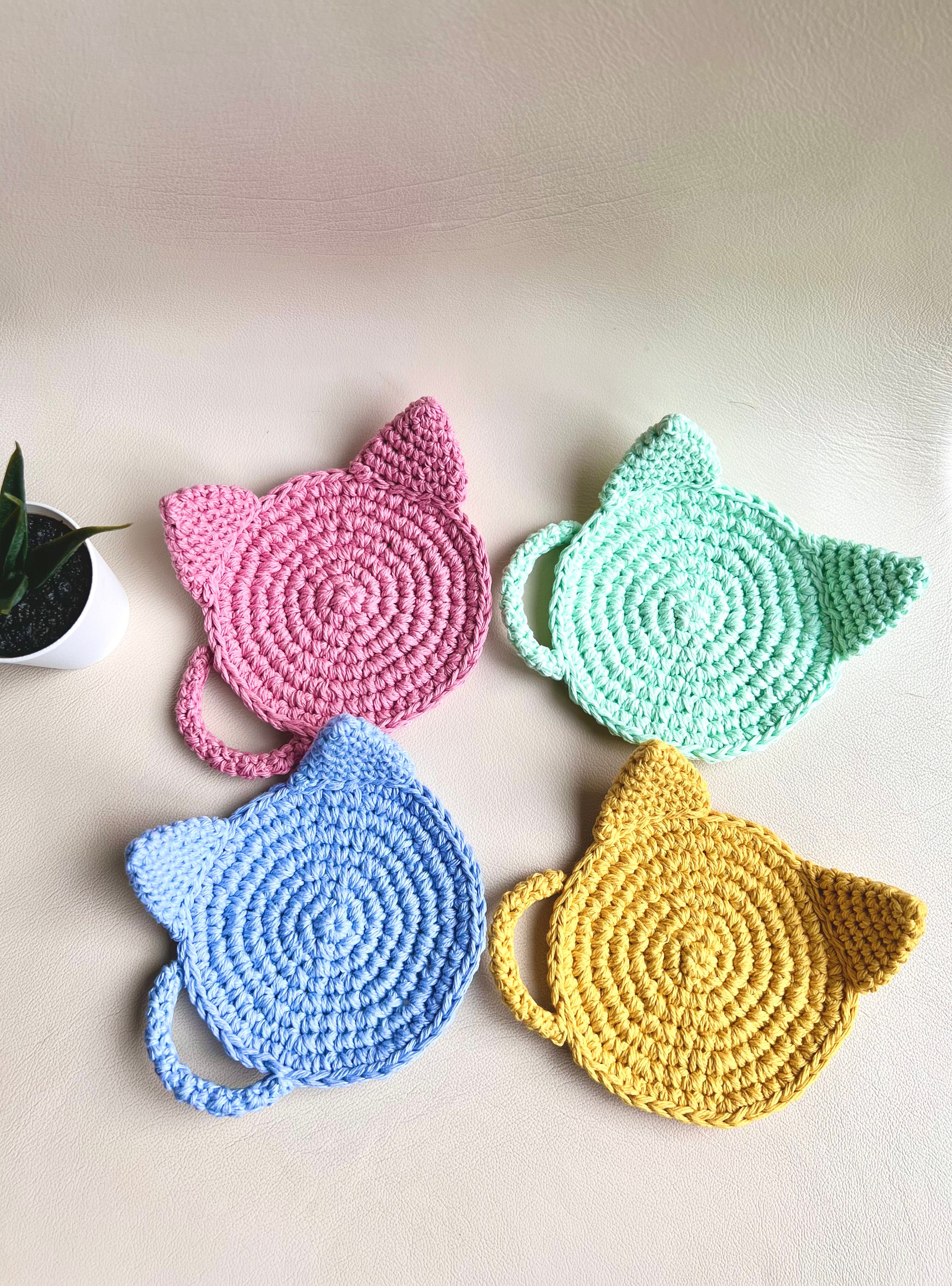 Crochet PATTERN: Minimalist Cat Coaster Instant Download PDF - Etsy UK