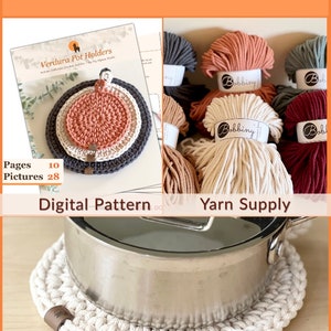 Chunky Round Hot Pad 1 Piece Hand-crocheted W Cotton Cord 3 Sizes ...