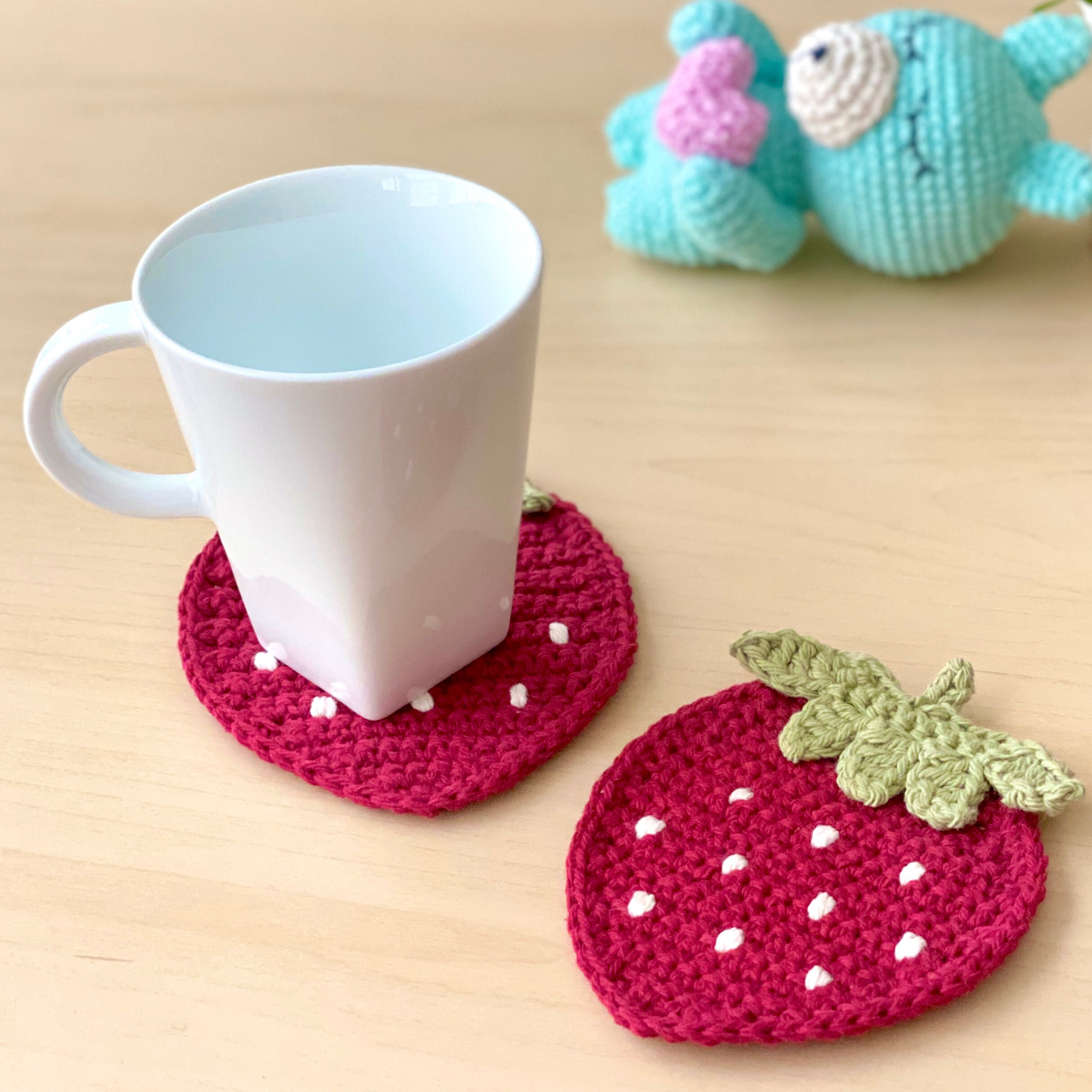 Strawberry Coaster Crochet Pattern: Easy Fruit Applique (PDF Pattern ...