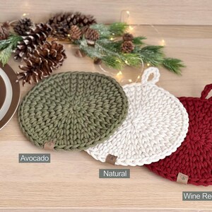 Chunky Round Hot Pad (1 Piece) | Hand-crocheted W Cotton Cord| 3 Sizes ...