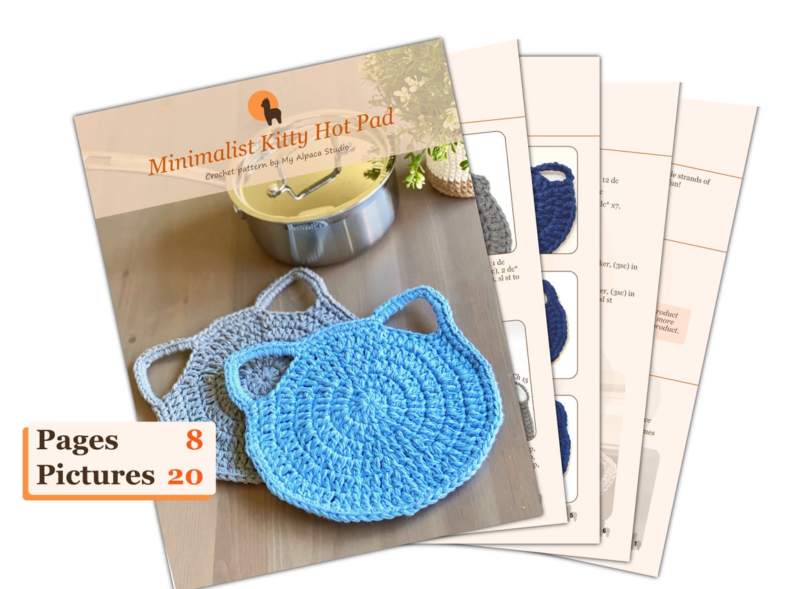 Crochet PATTERN: Cat Potholder Dish Scrubby 2 in 1 Pattern - Etsy