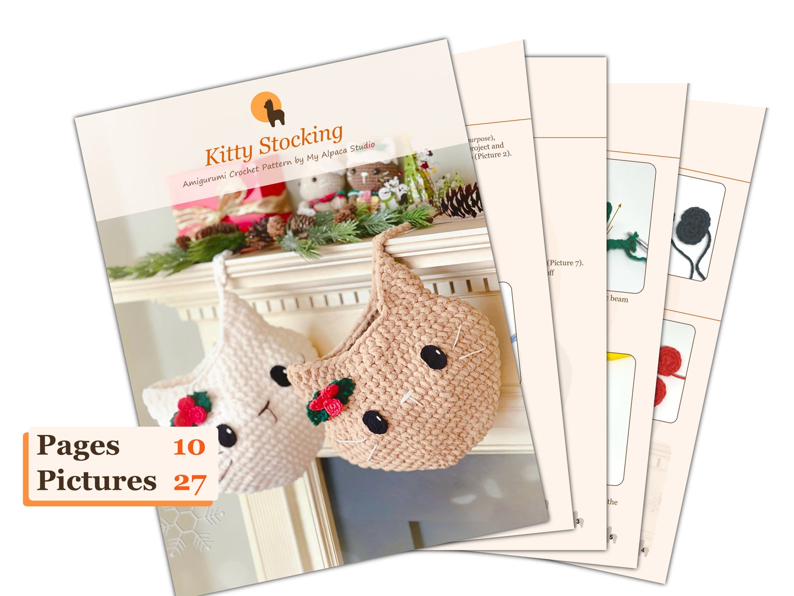 Crochet PATTERN: Christmas Cat Stocking | Cute Christmas Decor for Cat ...