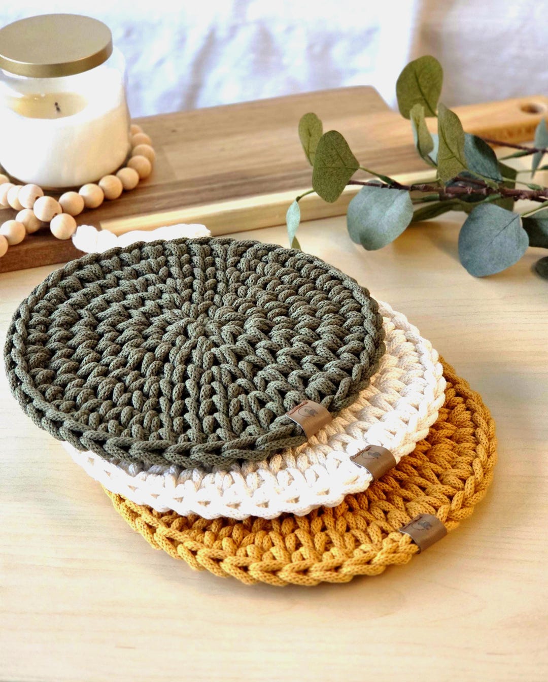 Chunky Round Hot Pad- 3 Sizes Option, With or Without Hanging Loop - Etsy