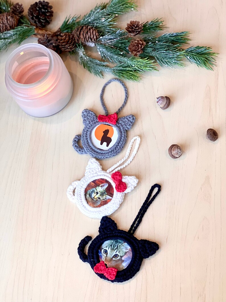 Crochet PATTERN: Cat Ornament & Photo Frame Holiday Home - Etsy