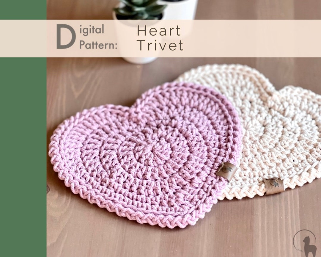 Crochet PATTERN: Heart Trivet Instant Download PDF Large - Etsy