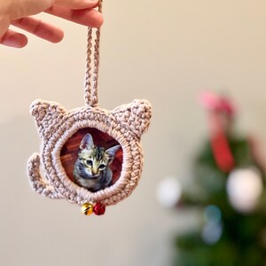 Crochet PATTERN: Cat Ornament & Photo Frame | Holiday Home Decor ...