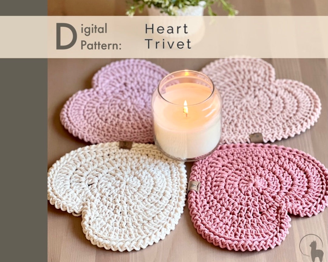 Crochet PATTERN: Heart Trivet | Instant Download PDF | Large Coaster ...