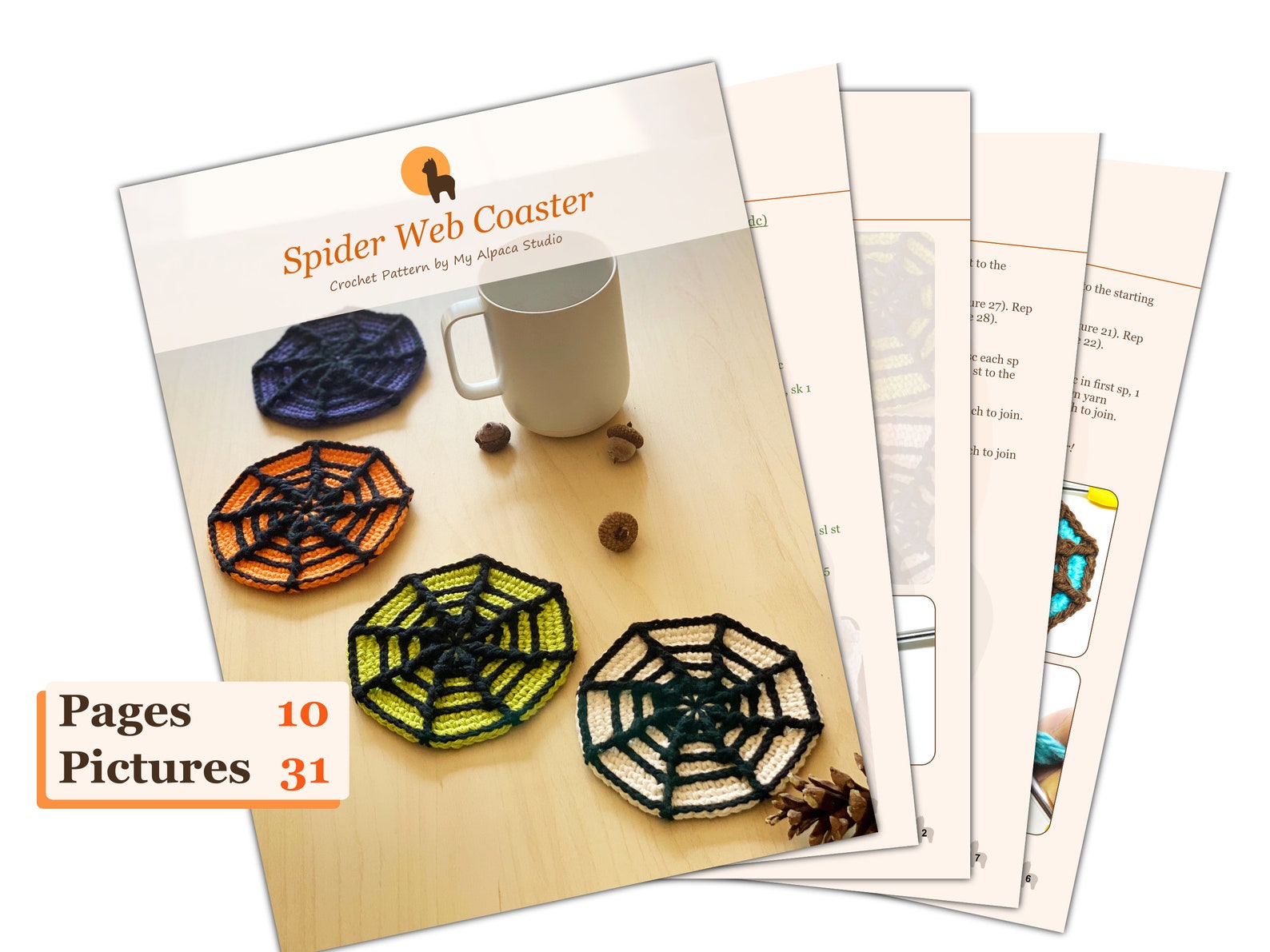 Crochet PATTERN: Halloween Spider Web Coasters DIY Halloween - Etsy
