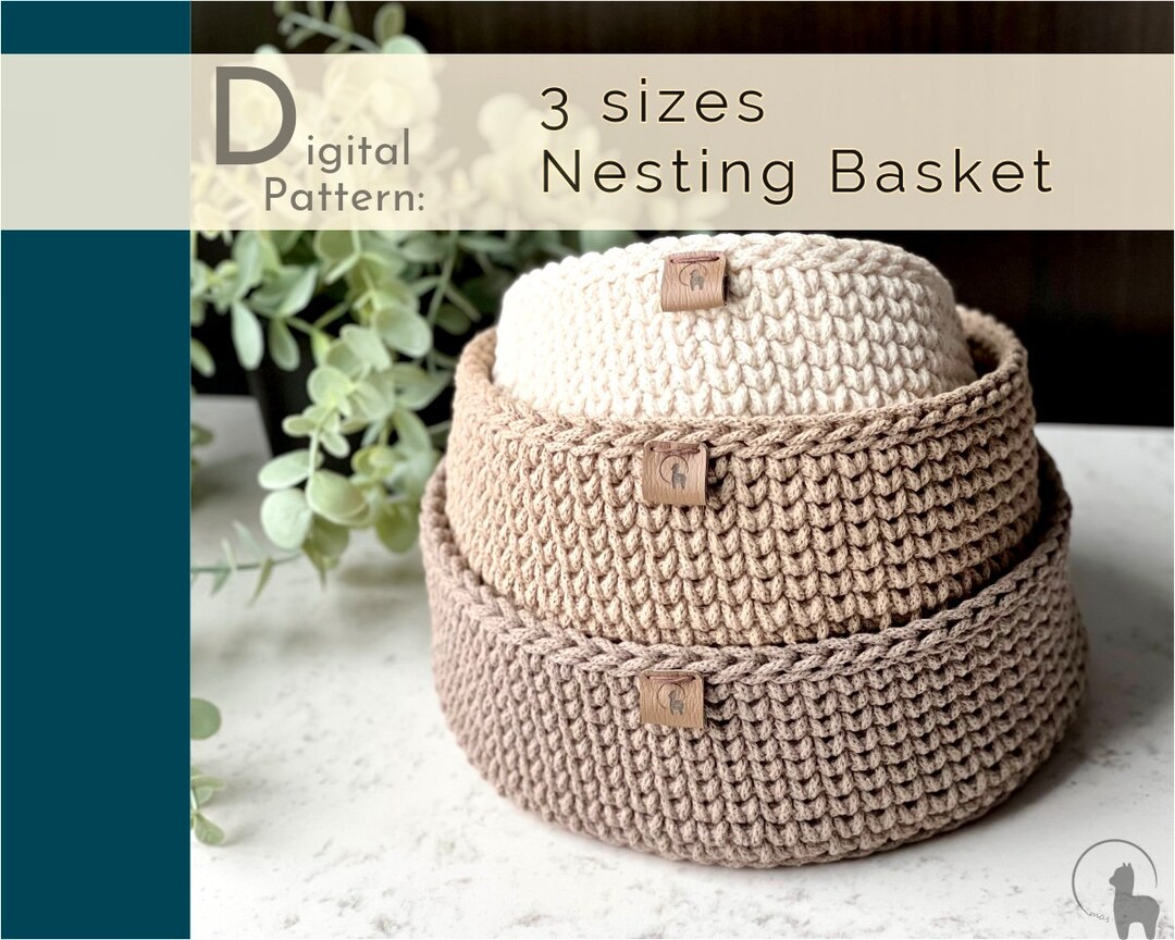 Crochet PATTERN: Nesting Basket in 3 Sizes Instant Download PDF Round ...