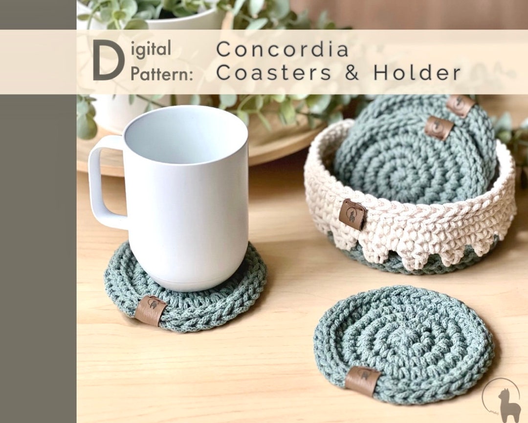 Crochet PATTERN: Coaster & Holder~ Concordia | 2 in 1 Pattern Bundle ...
