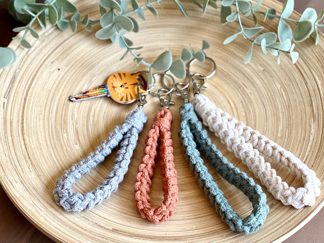 Hand-crocheted Key Fob Wristlet (2 Sizes Option)- Chunky Textured ...