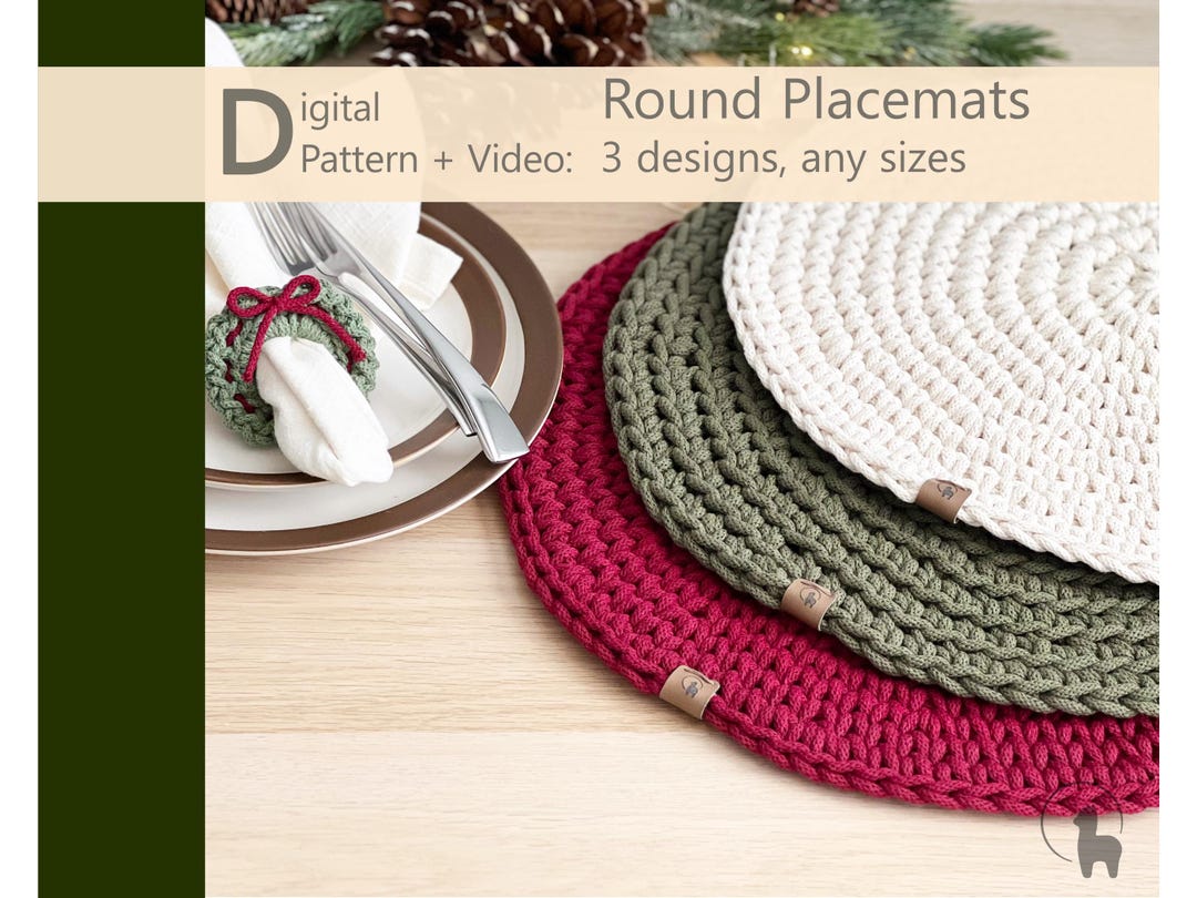 Pattern and Video: Crochet Round Placemat in 3 Designs, Adjustable in ...