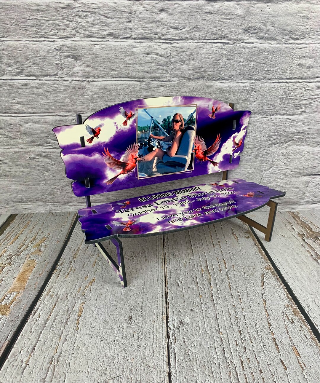 Memorial Bench Cardinals Purple Clouds Theme - Etsy