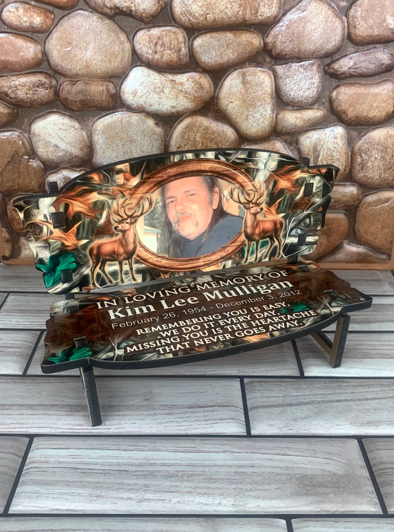 Memorial Bench Deer Theme, in Loving Memory, Personalized, Keepsake ...