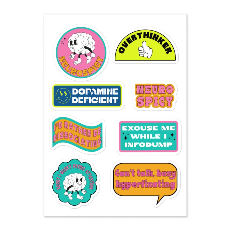 Neurospicy Kiss-cut Sticker Sheet Neurodivergent ADHD - Etsy