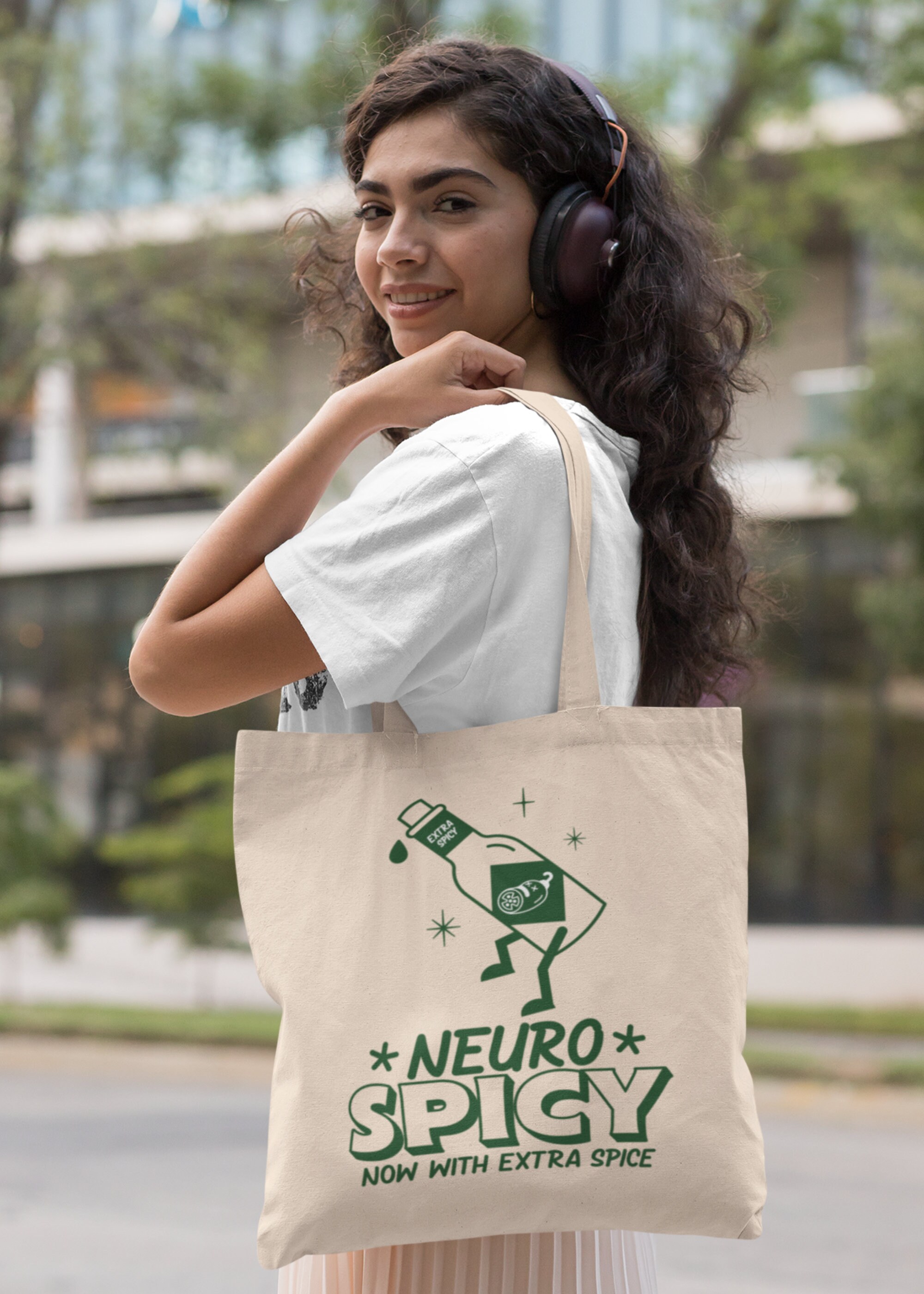 Neurospicy With Extra Spice Graphic Canvas Tote Bag, Funny ...