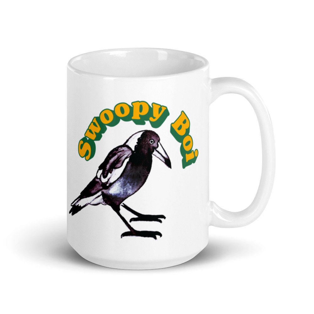 Swoopy Boi Funny Aussie Magpie Graphic White Coffee Tea Mug | Etsy