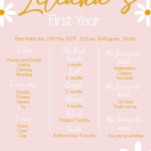 Daisy First Birthday Milestone Board, Editable Board, Daisy Event, Boho ...