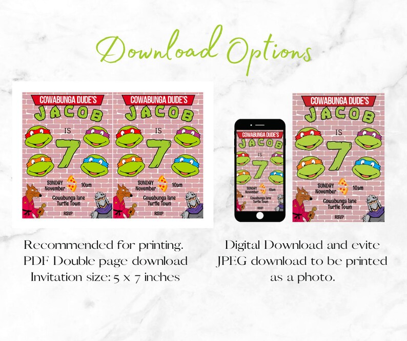 TMNT 2 Digital Birthday Invitation, Editable Invitation, COWABUNGA ...