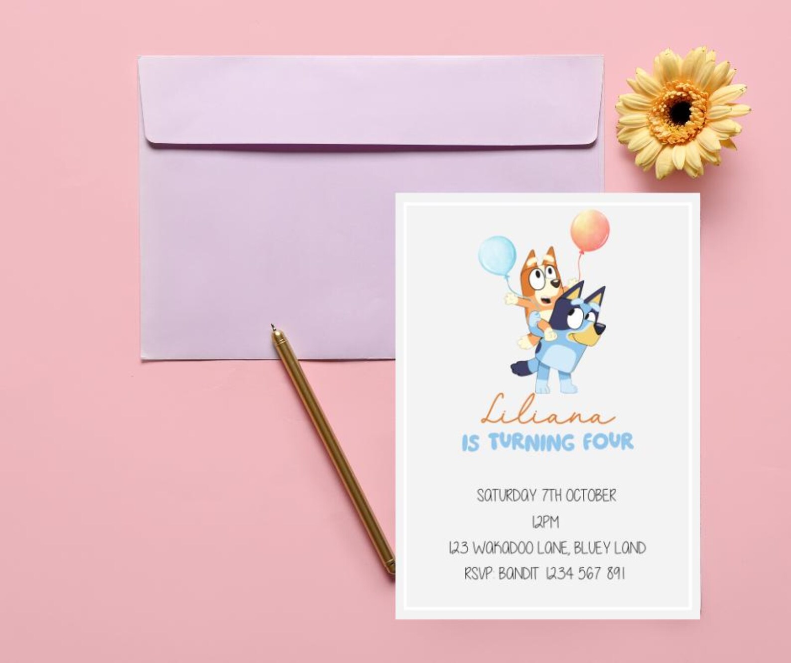 Bluey Invitation, Editable Invitation, WAKADOO, Blue Dog Invitation ...