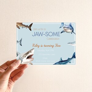 Shark Digital Birthday Invitation, Editable Invitation, Jaw-some, Shark ...