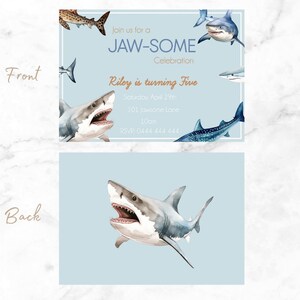 Shark Digital Birthday Invitation, Editable Invitation, Jaw-some, Shark ...
