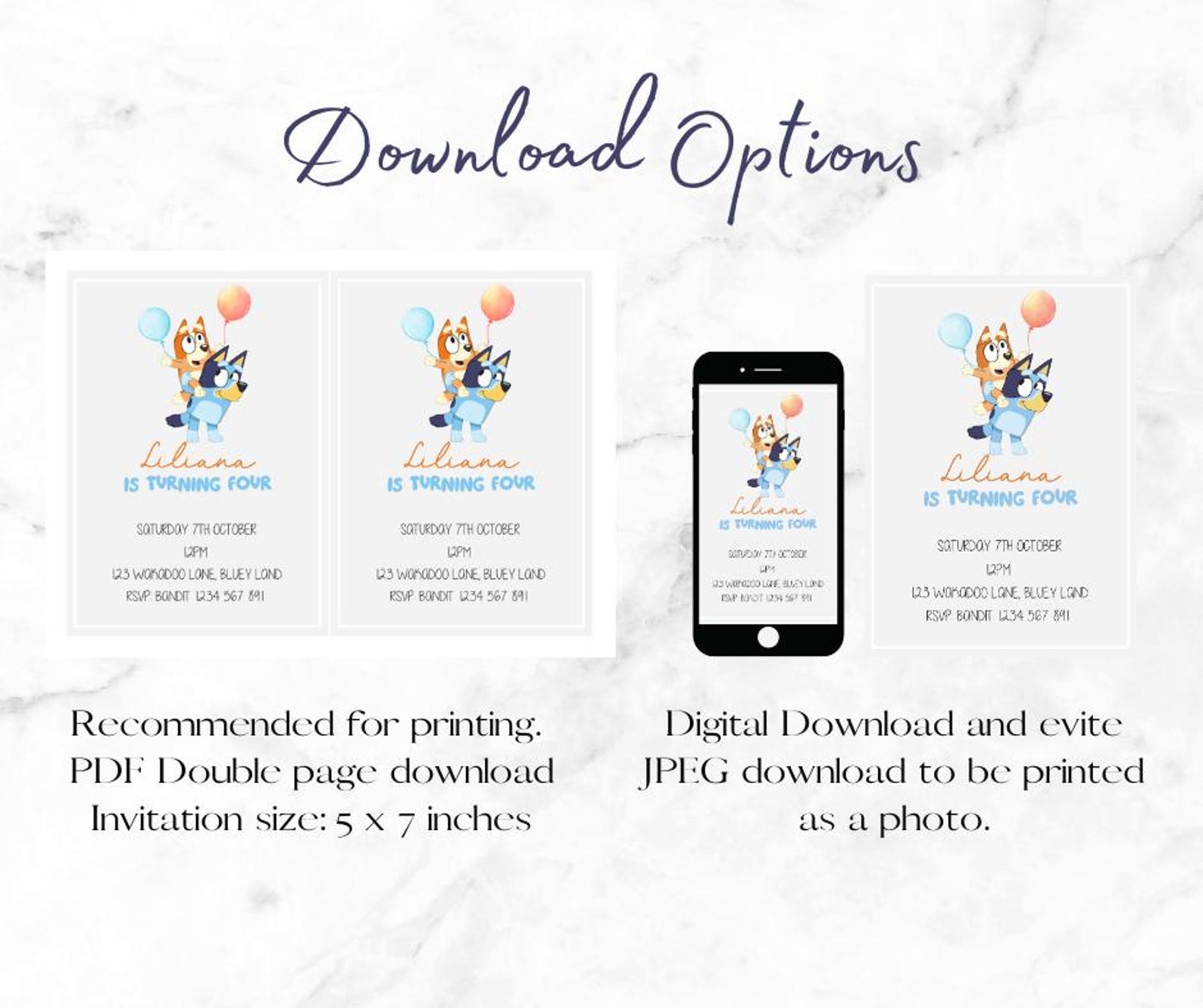 Bluey Invitation, Editable Invitation, WAKADOO, Blue Dog Invitation ...