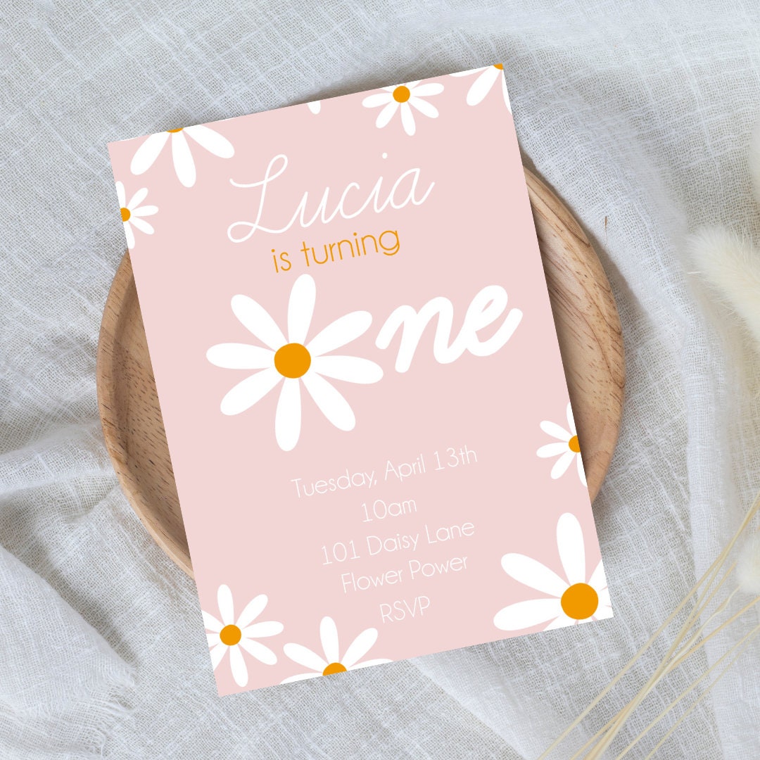 Daisy First Birthday Invitation, Editable Invitation, Daisy Evite, Boho ...