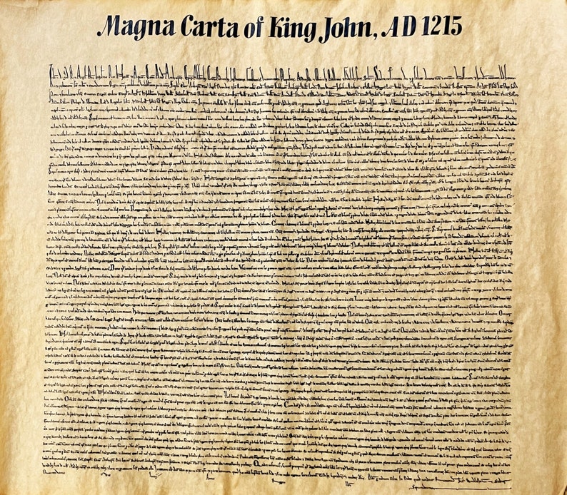 Poster Print Magna Carta of King John 1215, Reproduction Old Print ...