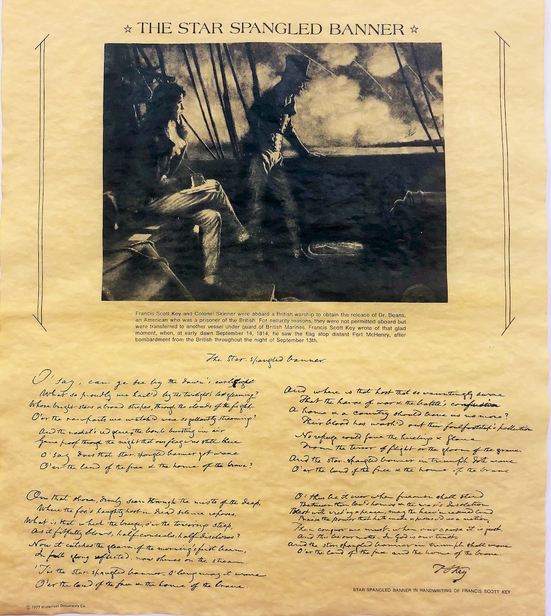 Poster Print Star Spangled Banner 1814 Lyrics in Key's Handwriting ...
