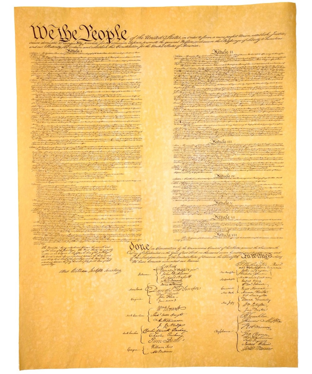 Constitution of the United States Poster: Replica Print (29H X 23W) - Etsy