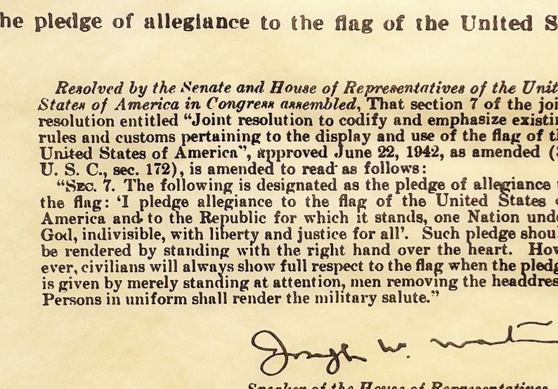 Pledge of Allegiance Poster: 1954 Amendment Replica Print - Etsy