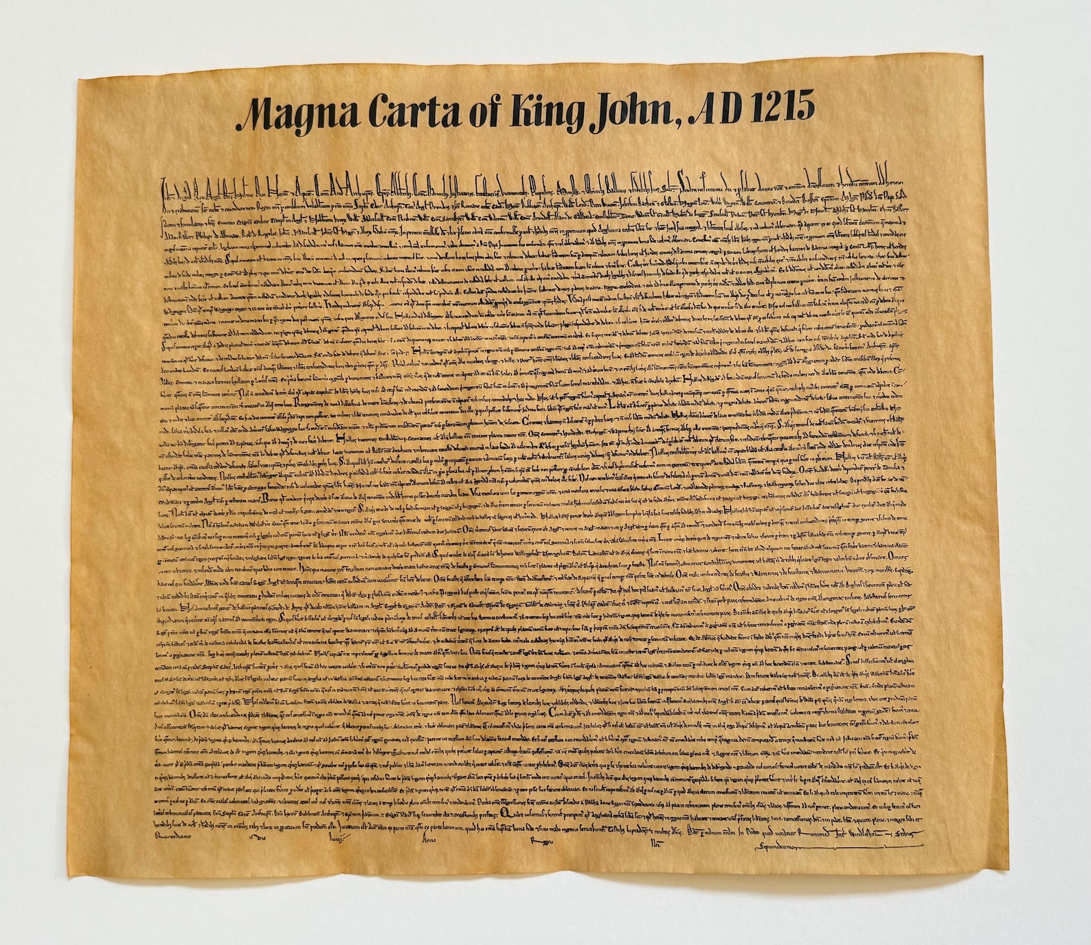 Poster Print Magna Carta of King John 1215, Reproduction Old Print ...