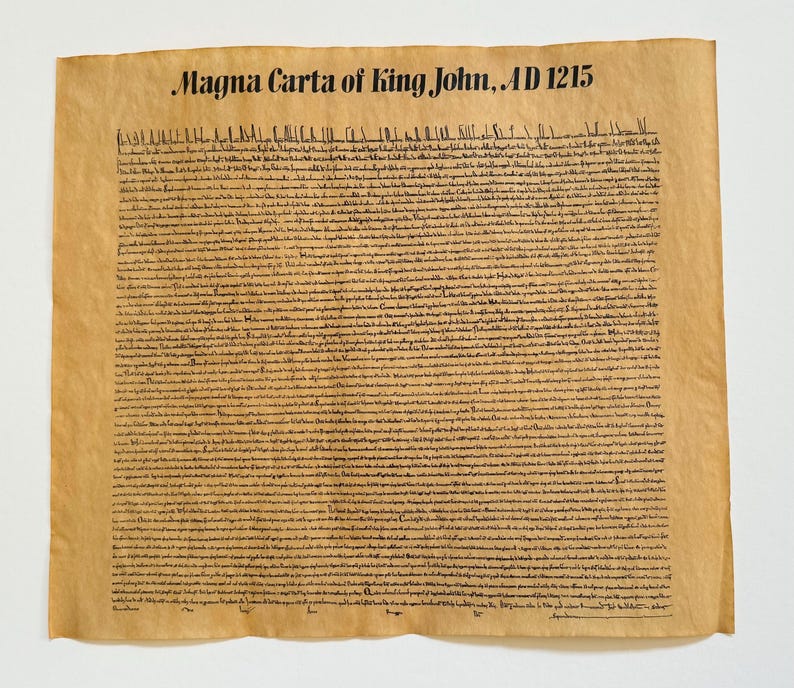 Magna Carta Print: King John 1215, Historical Document Reproduction (16 ...