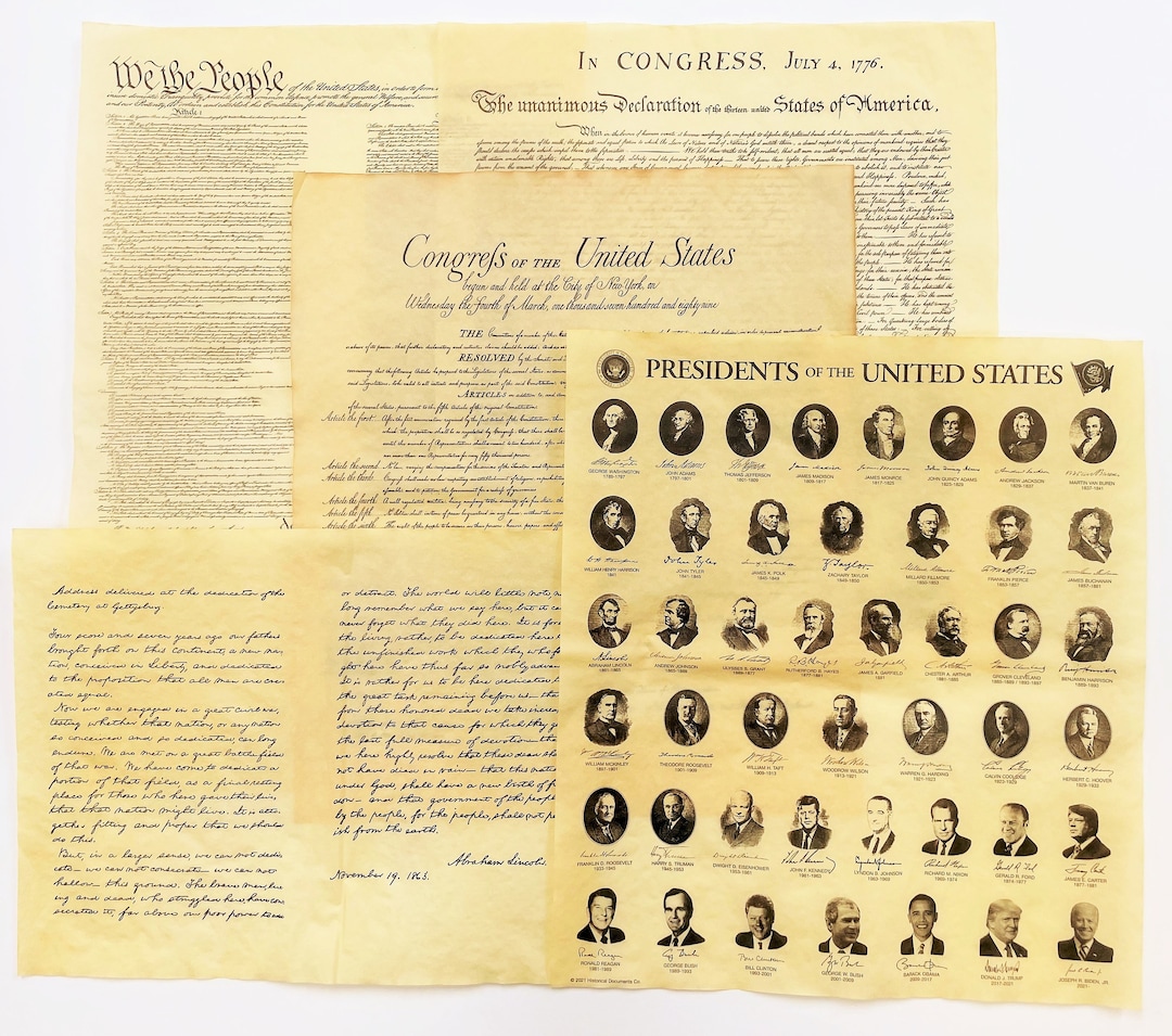 Poster Print Premium Pack American History 5 Documents on Parchment ...