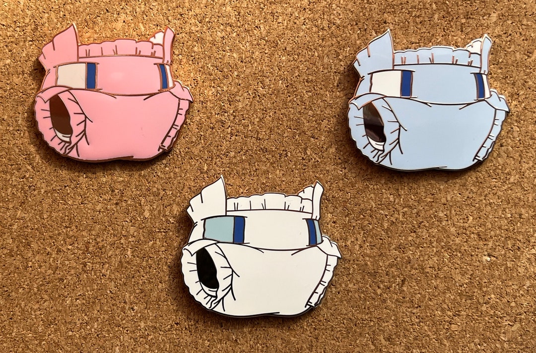 Abdl Diaper Pin Single Tapes 056 White Pink Blue Agere Enamel Pin